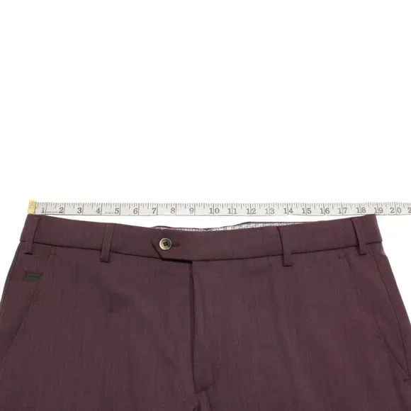 Meyer NWT Dress Pants Size 26 Stocky 38 US Solid Reddish Purple Wool Blend Bonn Pants